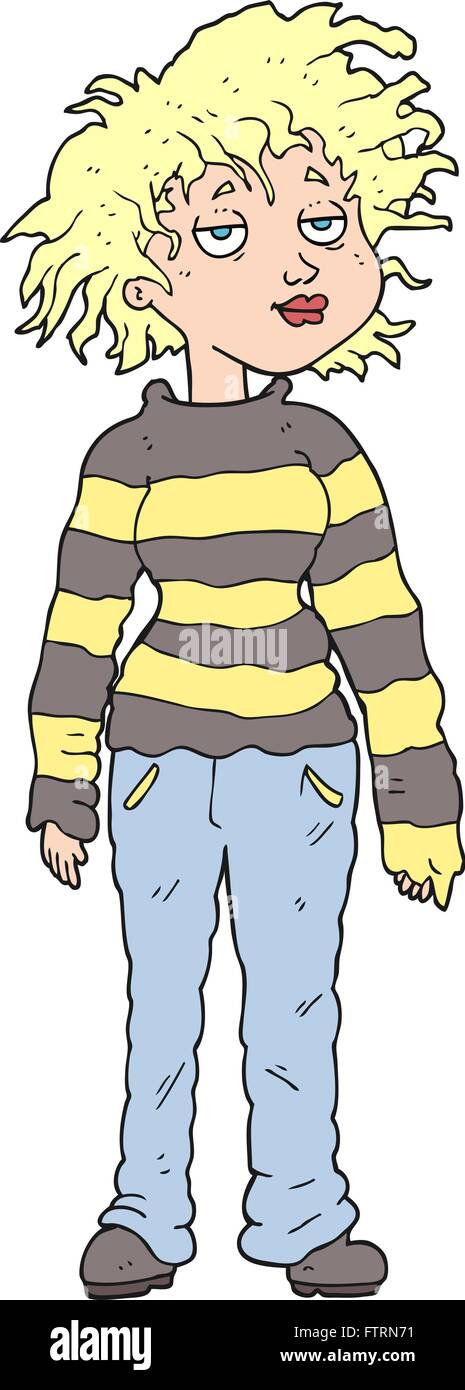 freehand drawn cartoon chilled out girl Stock Vector Image & Art - Alamy