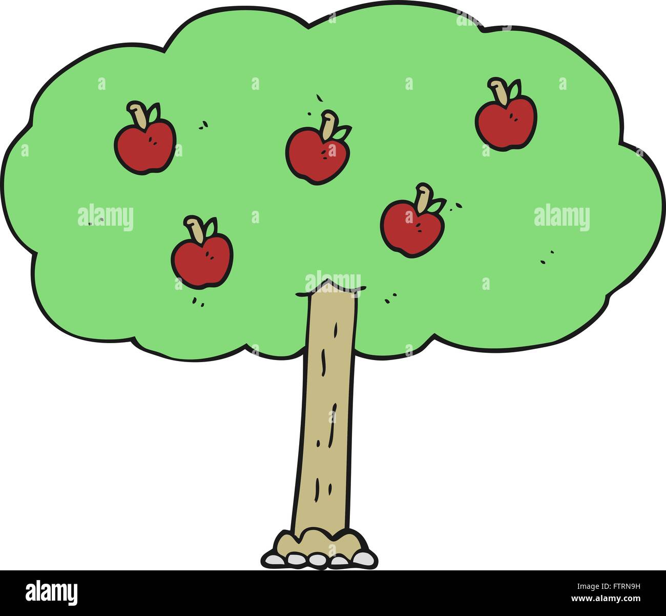 freehand drawn cartoon apple tree Stock Vector Image & Art - Alamy