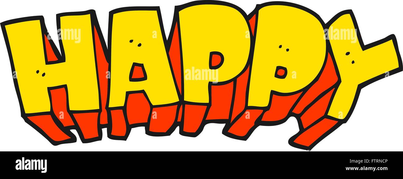 freehand drawn cartoon word happy Stock Vector Image & Art - Alamy