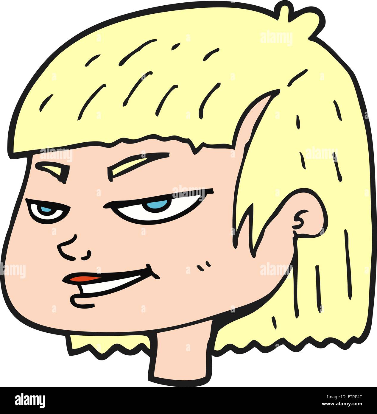 freehand drawn cartoon mean looking girl Stock Vector Image & Art - Alamy