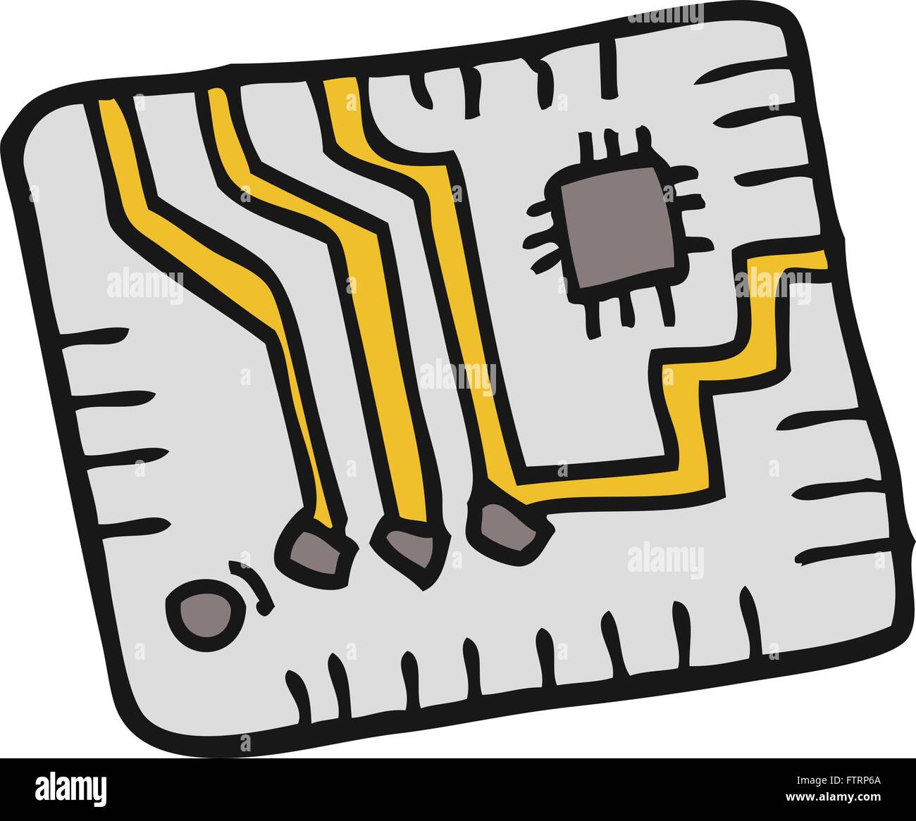 freehand drawn cartoon computer circuitboard Stock Vector Image & Art ...