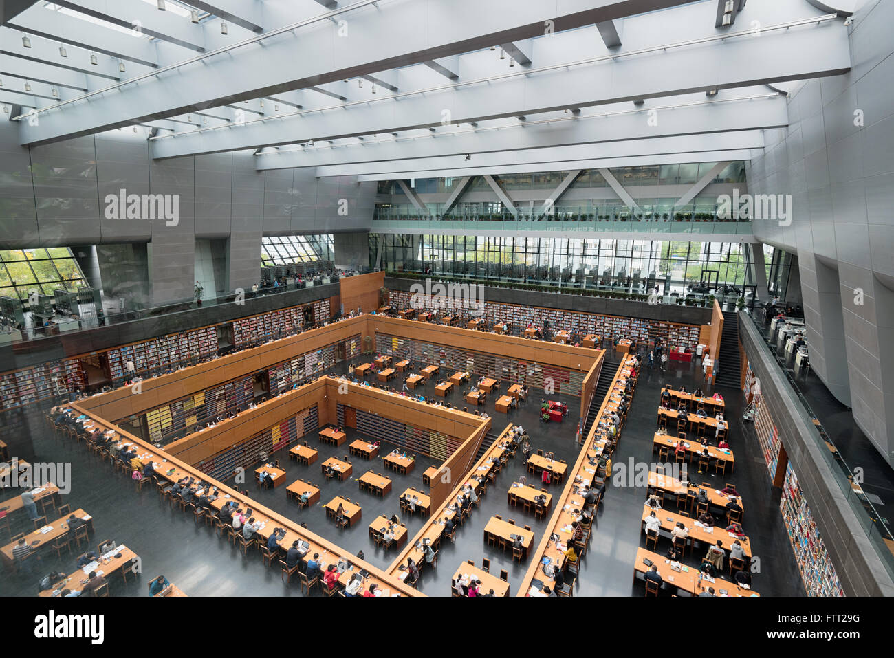 Beijing, China - October 25, 2015: Wide angle view of the main reading ...