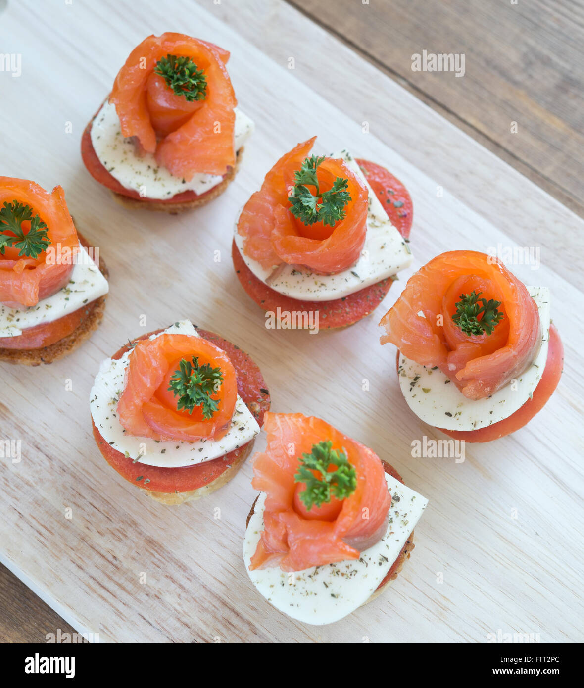 Smoked salmon canapes with cream cheese hi-res stock photography and ...