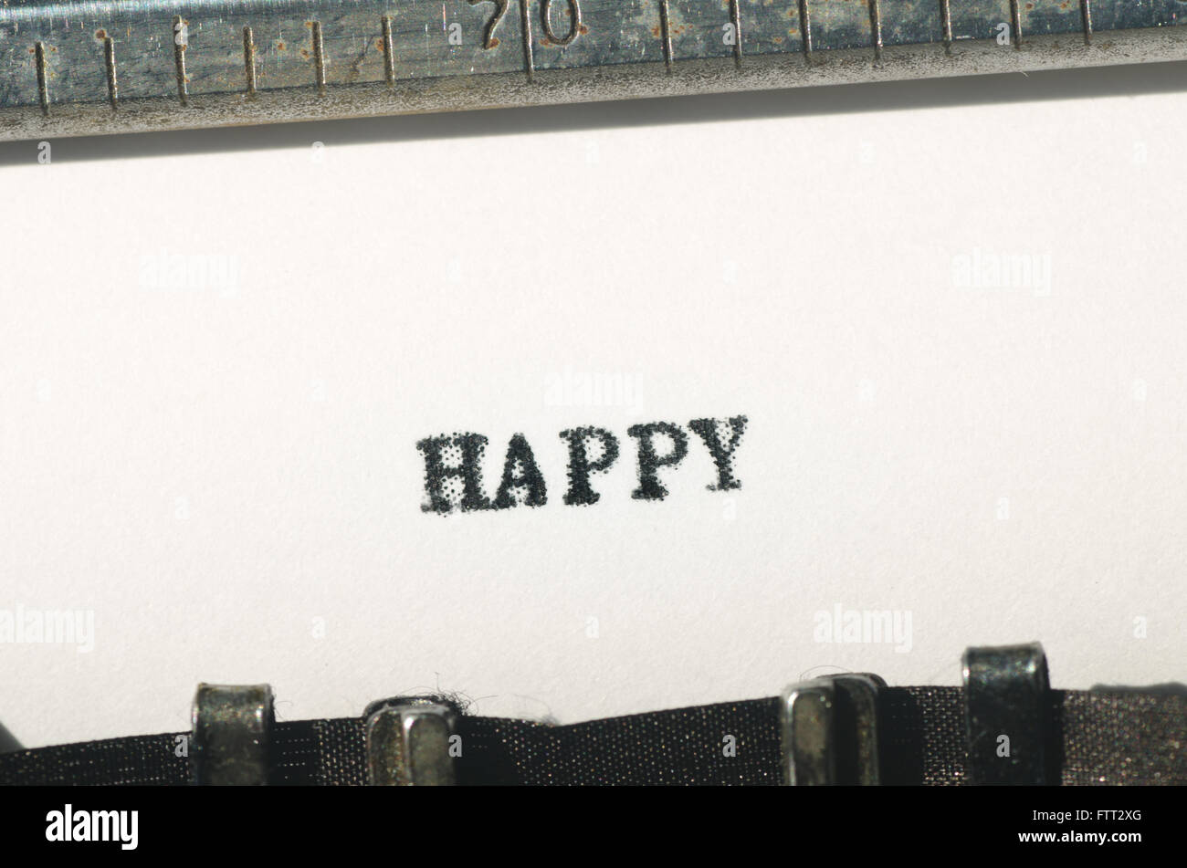 Word happy typed on an old typewriter Stock Photo - Alamy