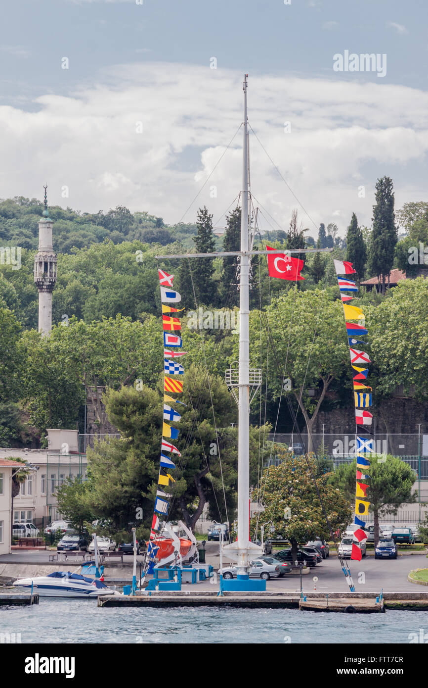 Bosphorus Istanbul Historical Pier Flags Stock Photo - Alamy