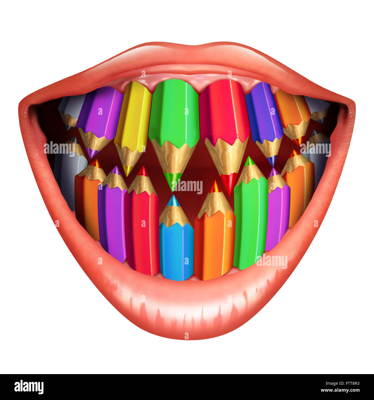 Smile art concept and happy mouth as an open laughing smiling element ...
