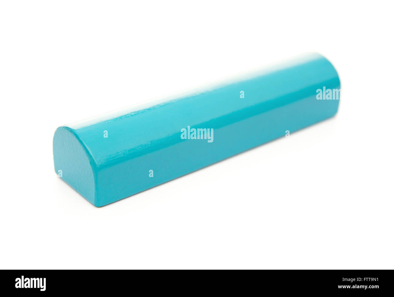 piece of blue wooden toy block on white background Stock Photo - Alamy