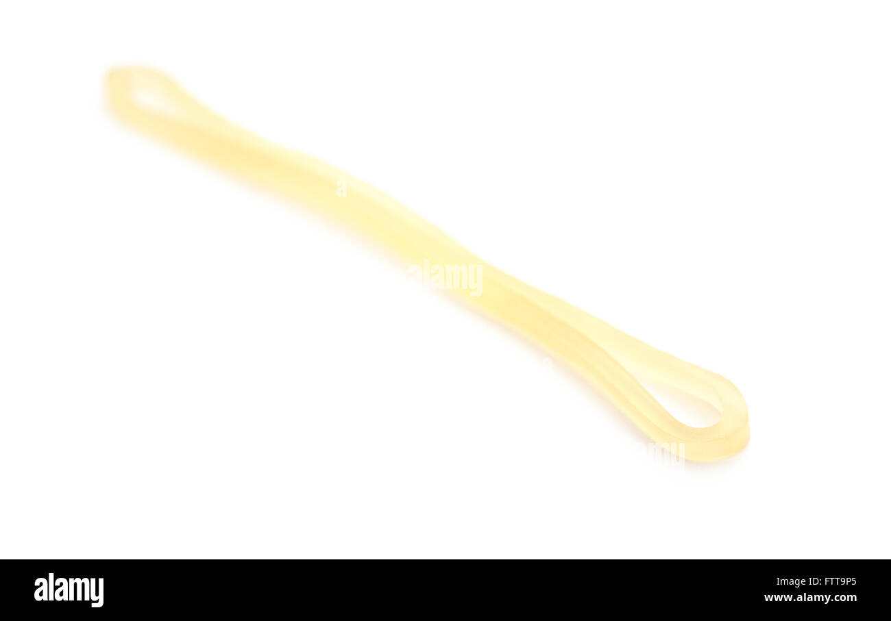 piece of elastic band on white background Stock Photo - Alamy