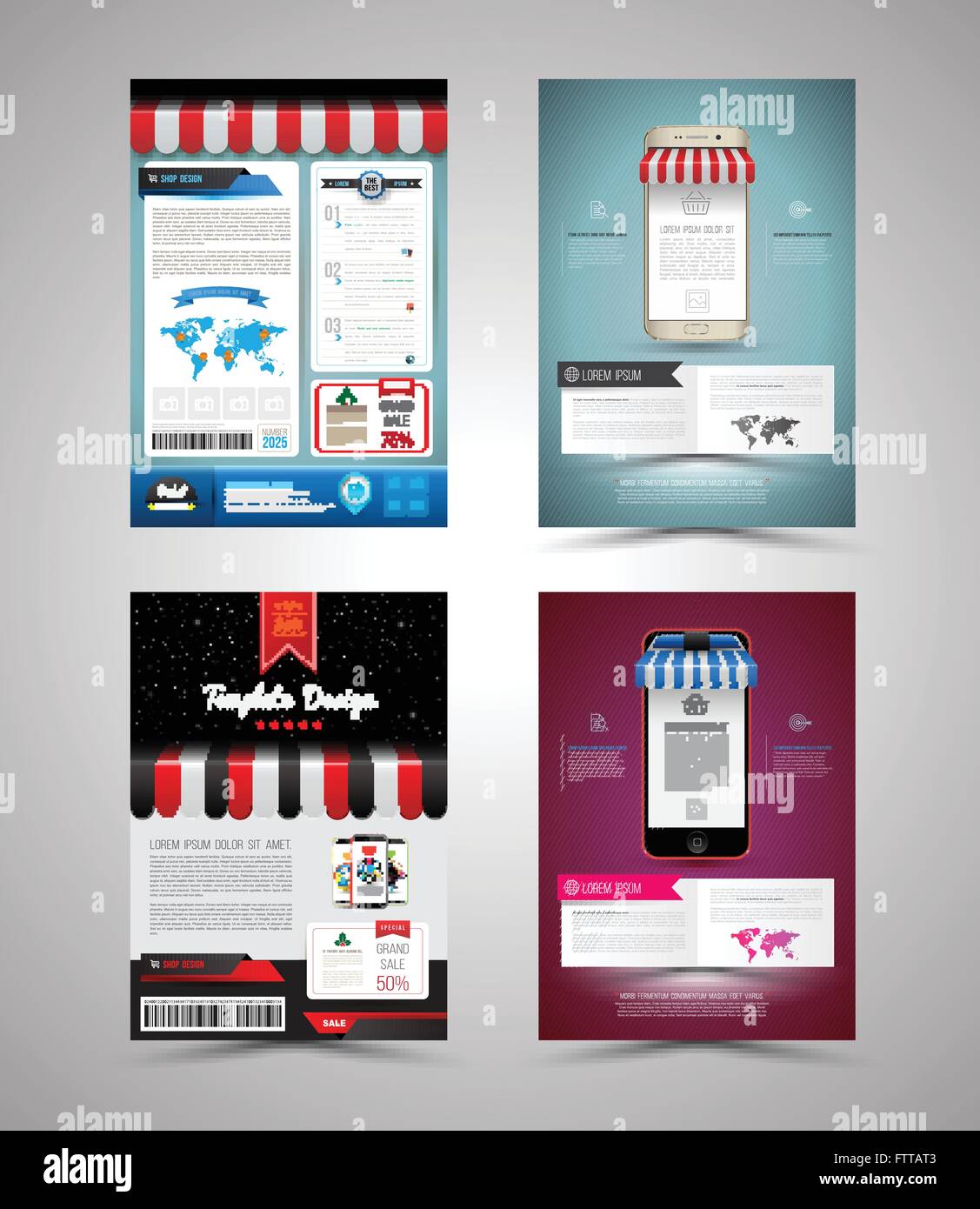 Cover template front and back with smartphone. Abstract Modern ...