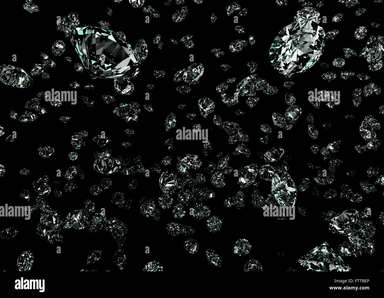 Diamonds on black background. Detailed illustration. 3D rendering Stock ...