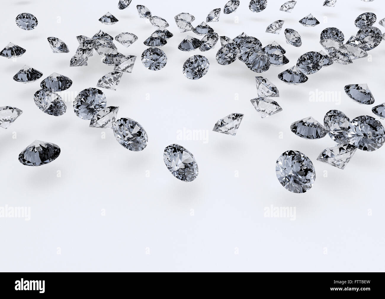 Diamonds on gray background. Detailed illustration. 3D rendering Stock ...