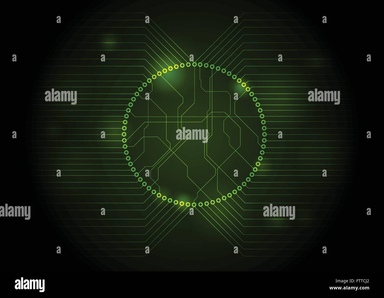 Dark green tech circuit board background. Vector illustration Stock ...