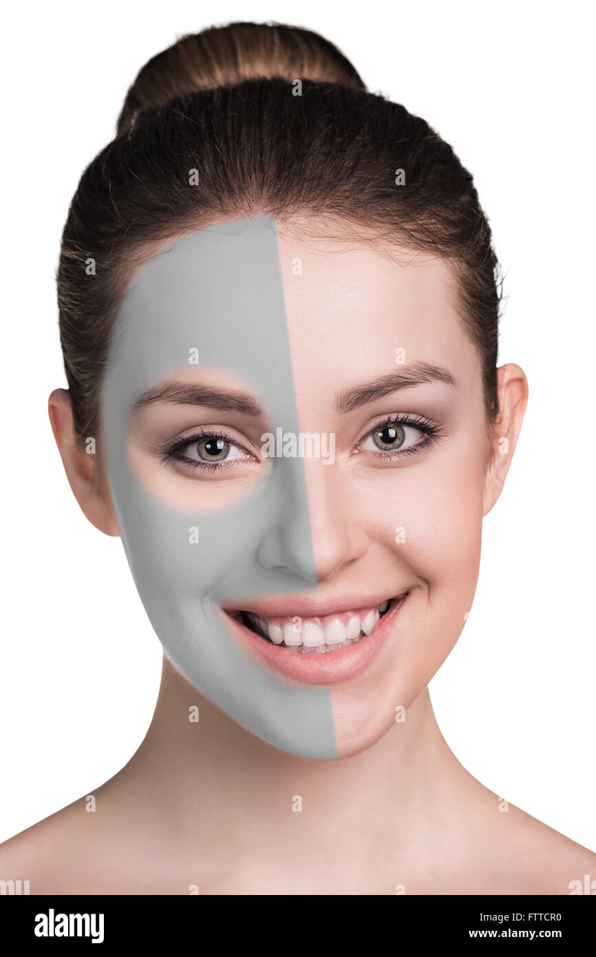 Young woman with clay face mask Stock Photo - Alamy
