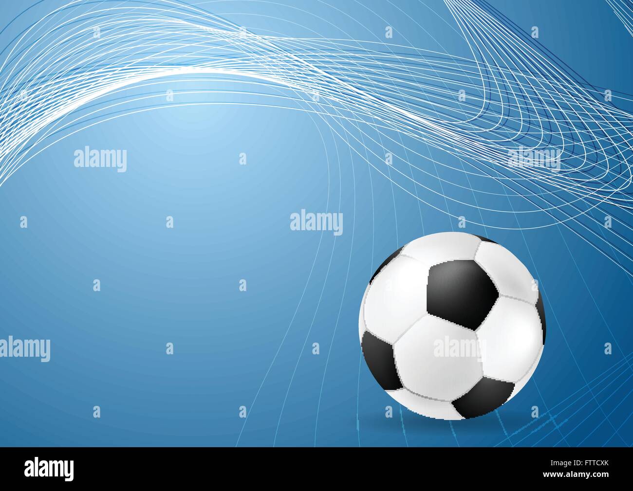 Abstract blue wavy soccer background with ball. Vector graphic sport ...