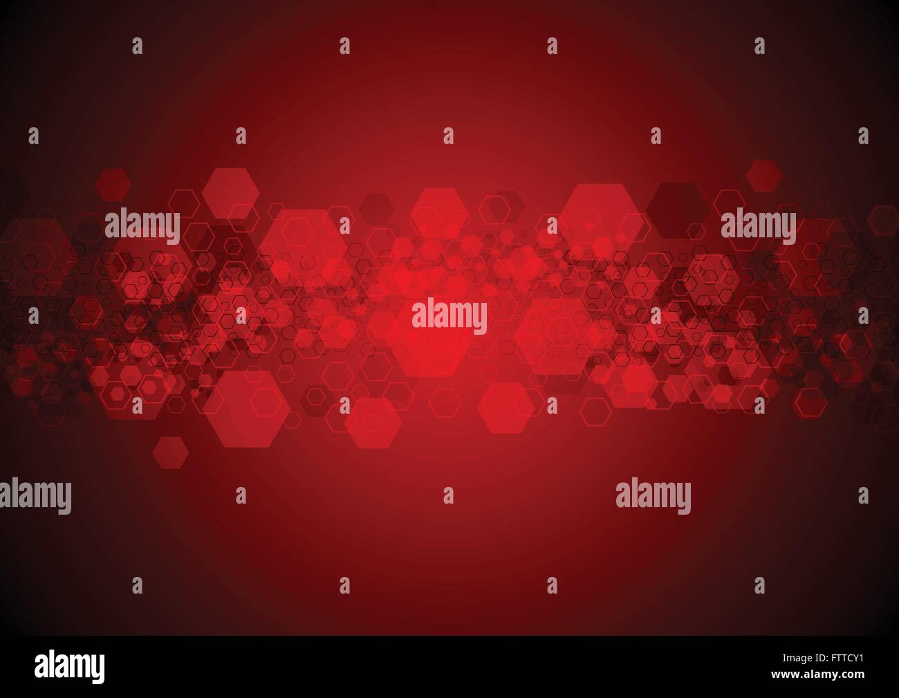 Bright glowing red hexagons abstract tech background. Vector design ...