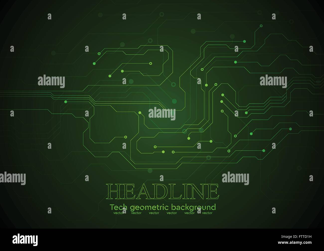 Dark green technology circuit board background. Vector abstract ...