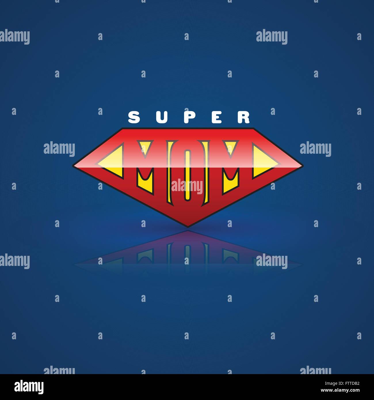 Red super mom shield. Super hero style. Vector illustration. Can use ...