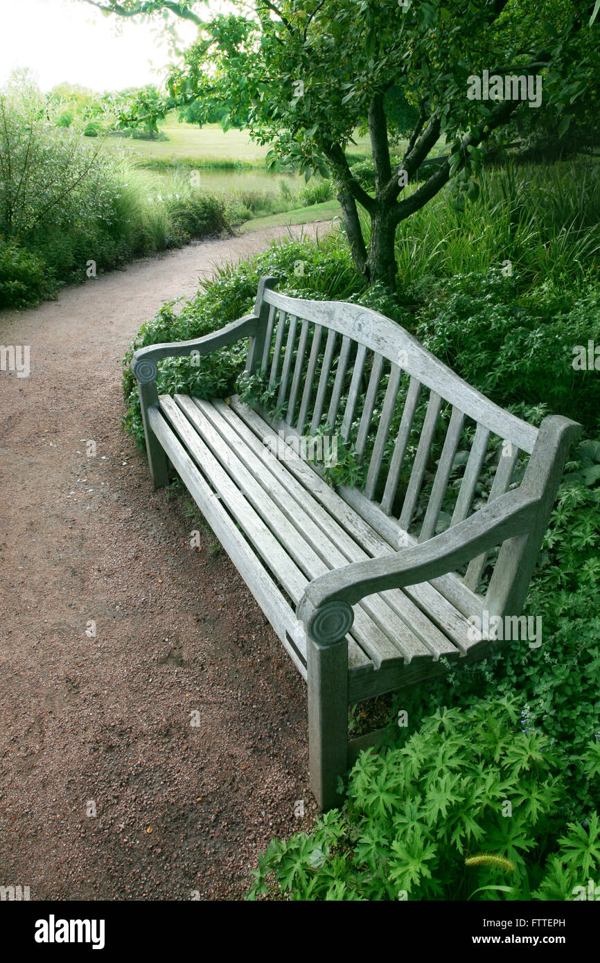 Empty bench in park Stock Photo - Alamy