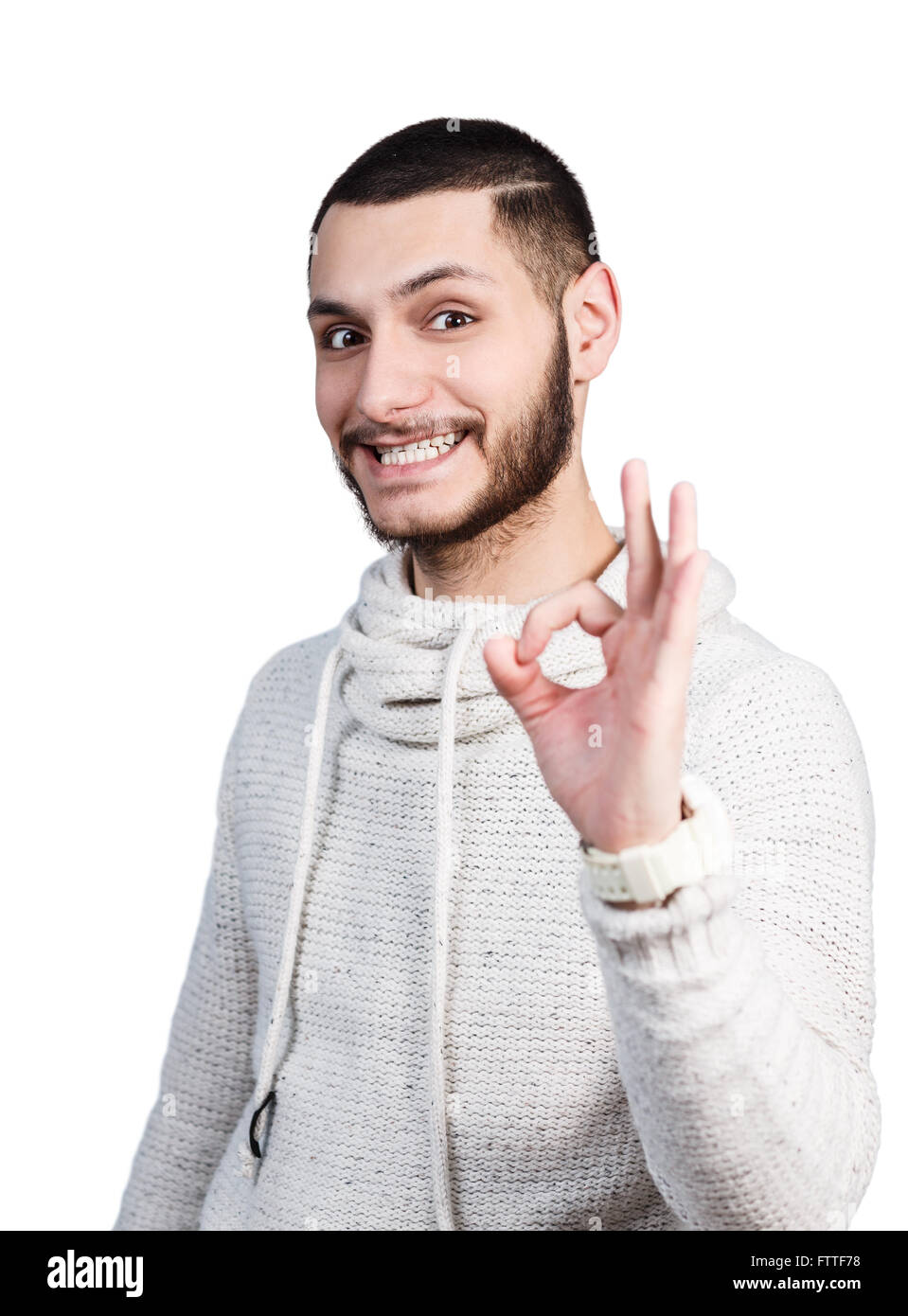 Young handsome man shows OK sign Stock Photo - Alamy