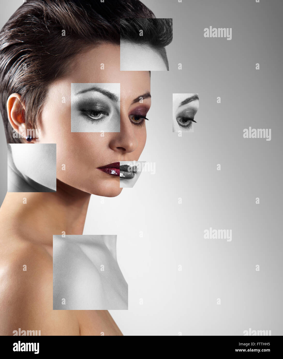 Perfect female face made of different faces Stock Photo - Alamy