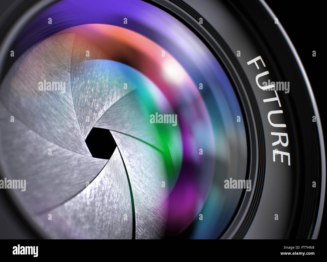 Future Concept on Front Glass of Camera Lens Stock Photo - Alamy