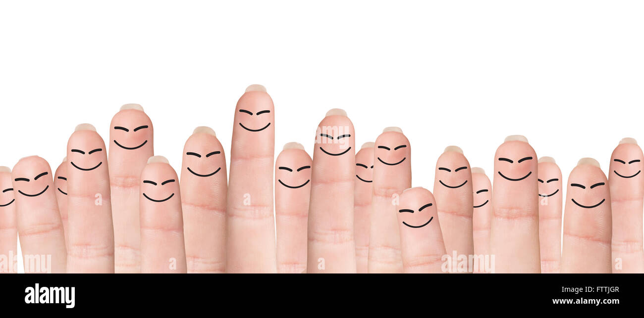 Many fingers with drawn faces Stock Photo - Alamy