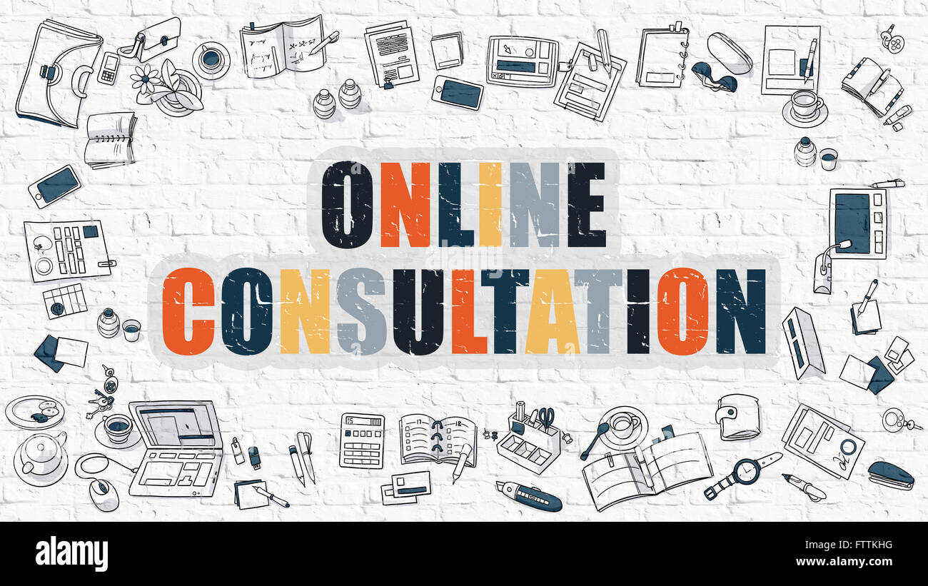 Online Consultation in Multicolor. Doodle Design Stock Photo - Alamy