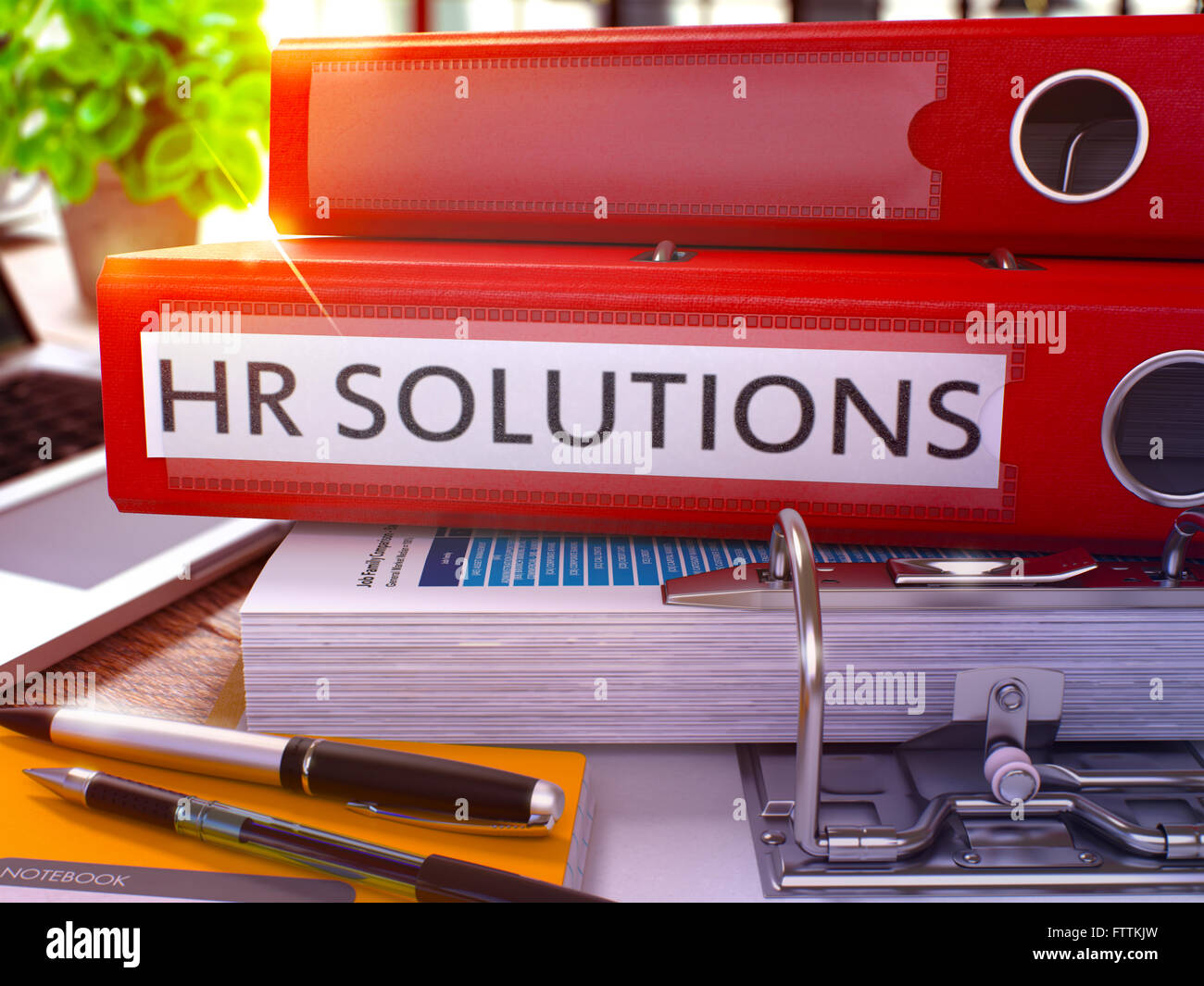 Red Ring Binder with Inscription HR Solutions Stock Photo - Alamy