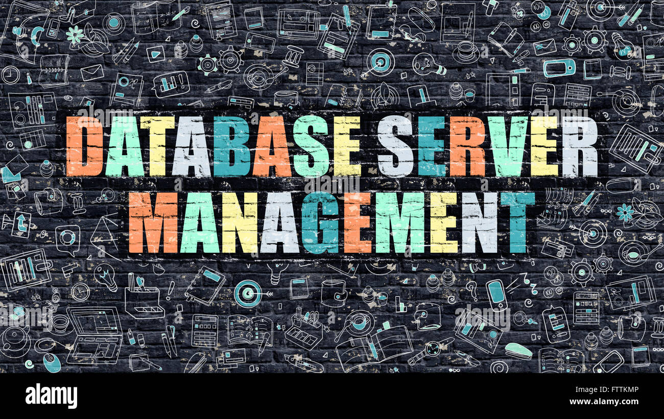 Database Server Management on Dark Brick Wall Stock Photo - Alamy