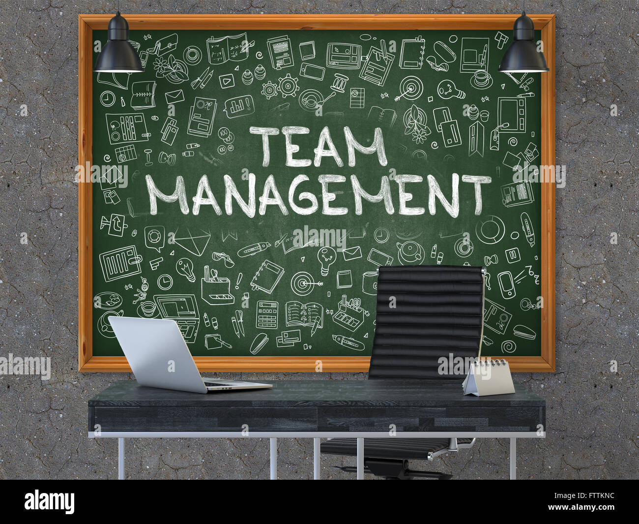 Hand Drawn Team Management on Office Chalkboard Stock Photo - Alamy