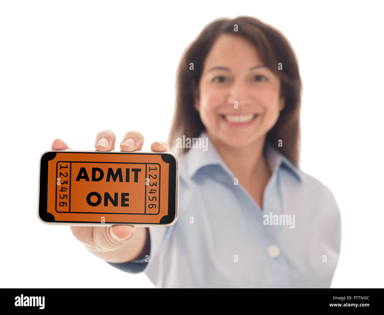 Photograph of a young mixed-race woman happily displaying her Admission ...