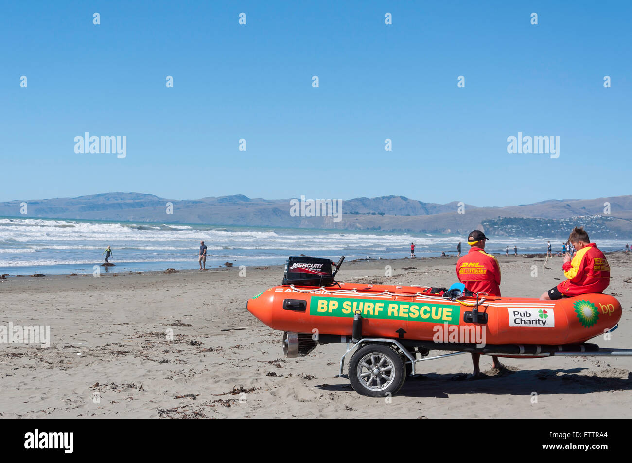 Surf Rescue inflatable boat on New Brighton Beach, New Brighton ...
