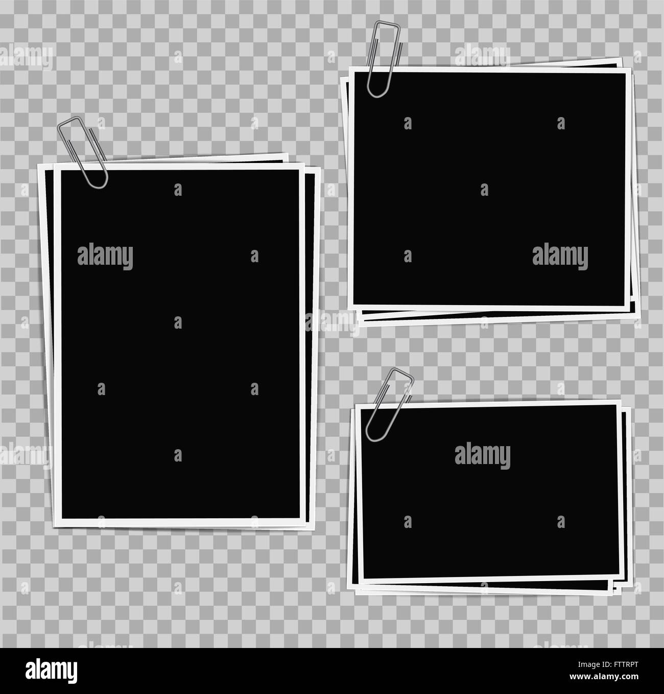 Photo frames composition with clips on transparent background. Vector ...