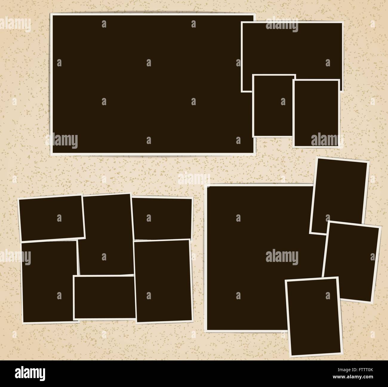 Photo frames in retro album composition set. Vector design template ...