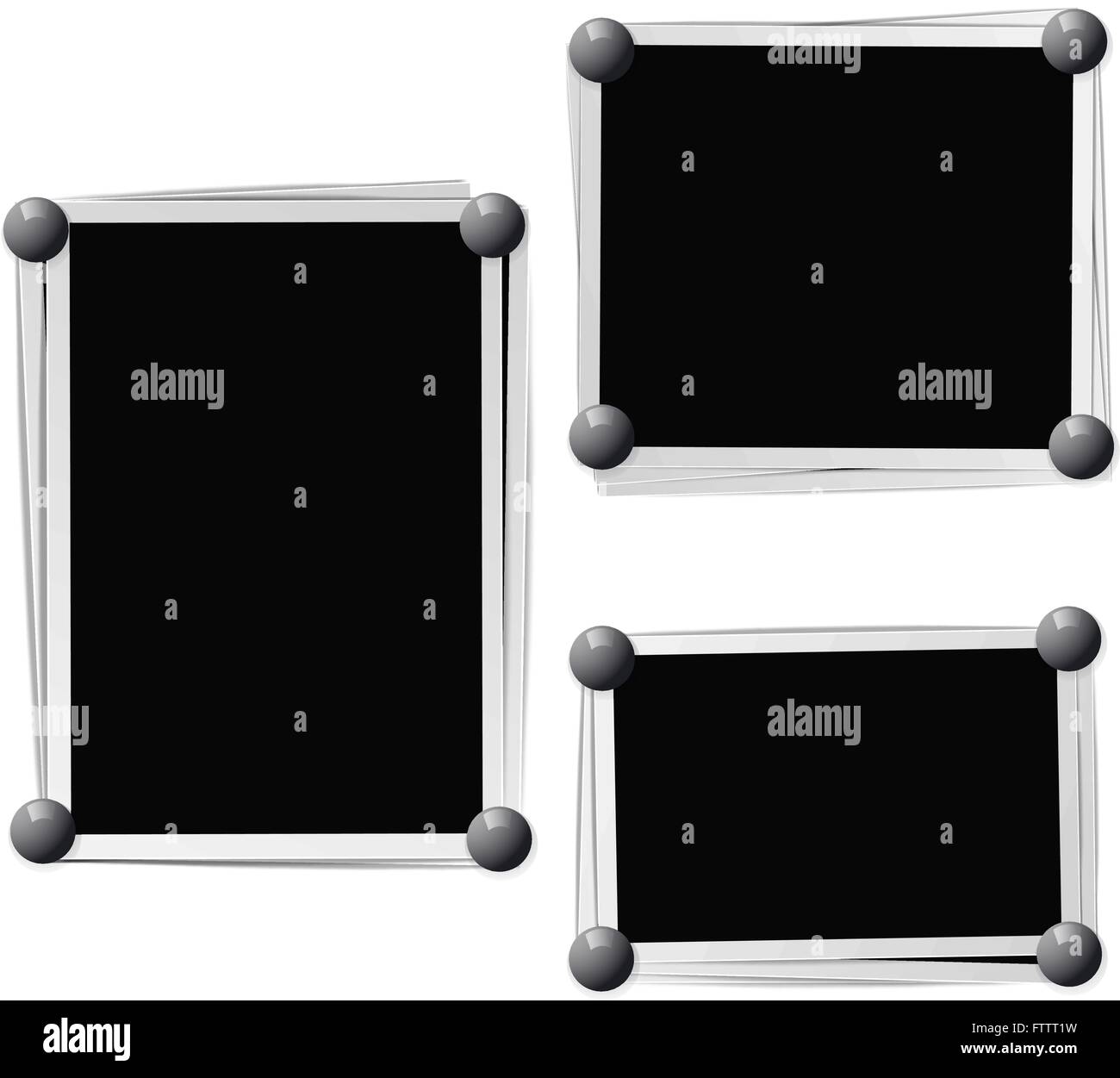 Photo frames composition with pins on white background. Vector design ...