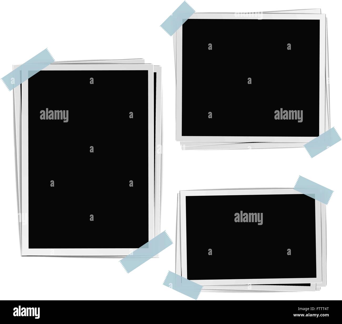 Photo frames composition with tape on white background. Vector design ...