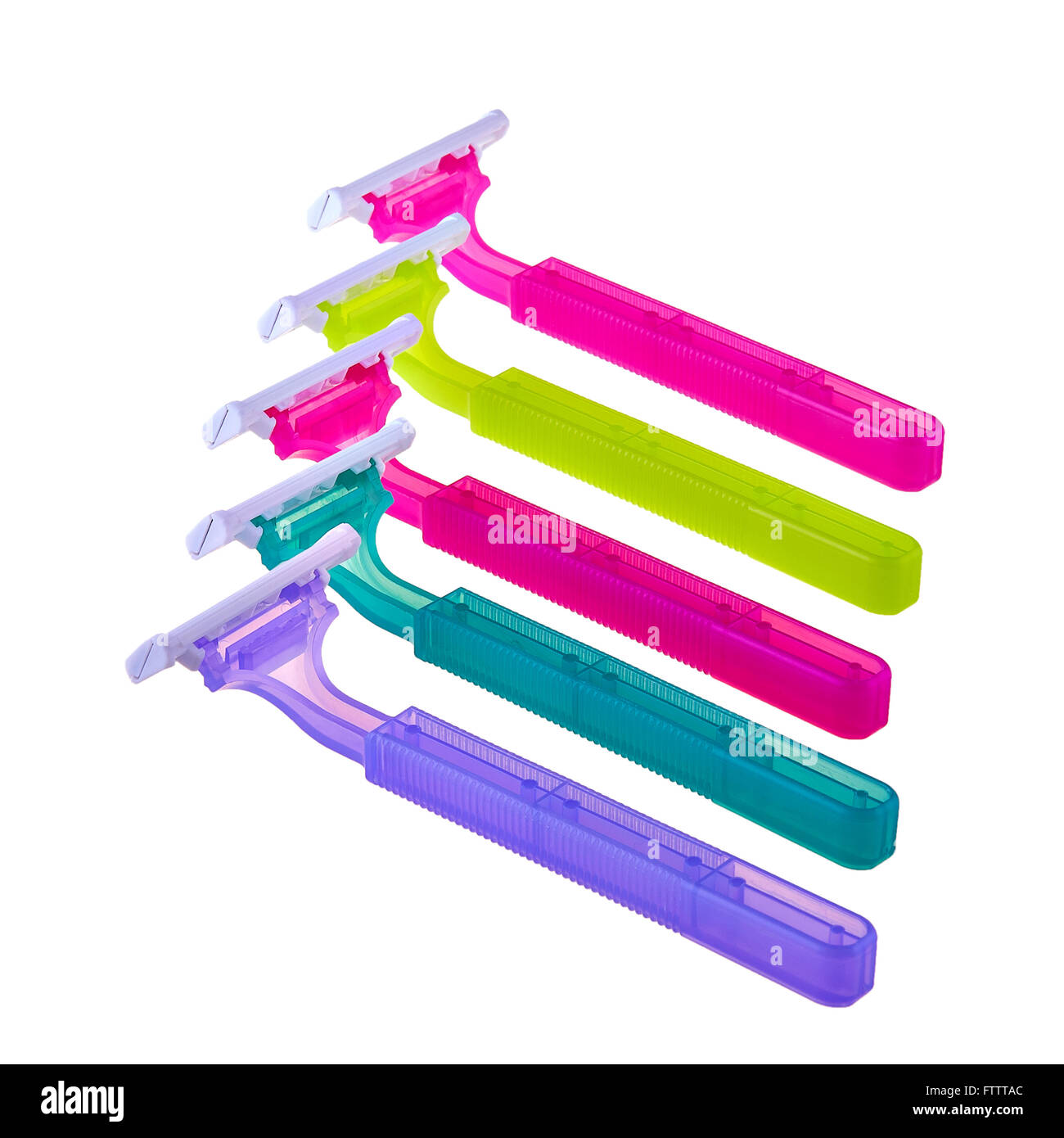 set of color shaving razor isolated on white Stock Photo - Alamy