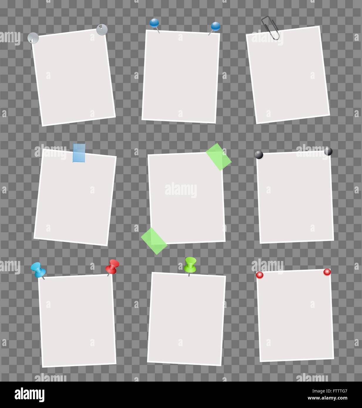 Collection of note papers on transparent background. Note papers sheets ...