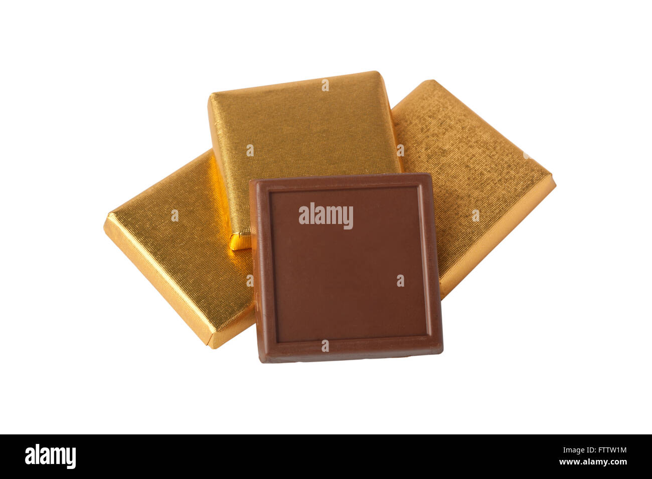 Pieces of chocolate in wrapper isolated on white background Stock Photo ...