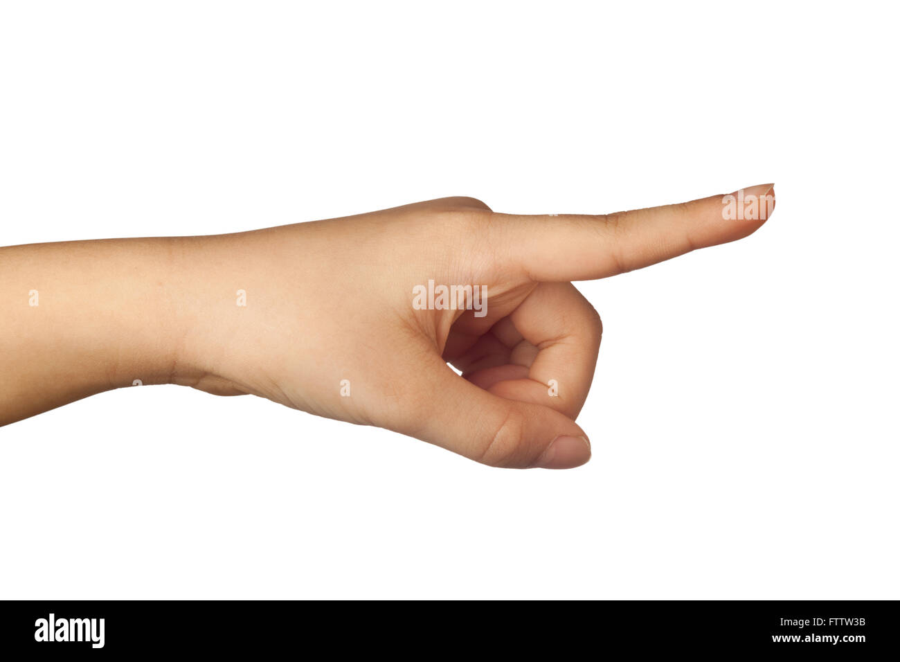 Child's hand pointing a finger isolated on white background Stock Photo ...