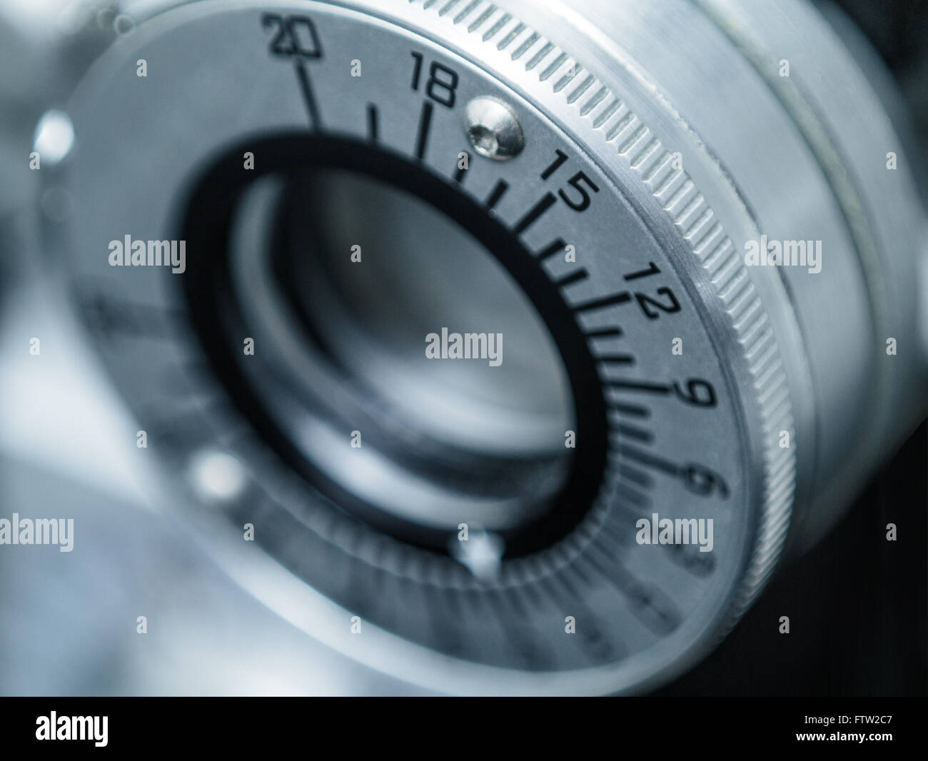 Photograph of a dial on a phoropter in an eye doctor's office. The dial ...