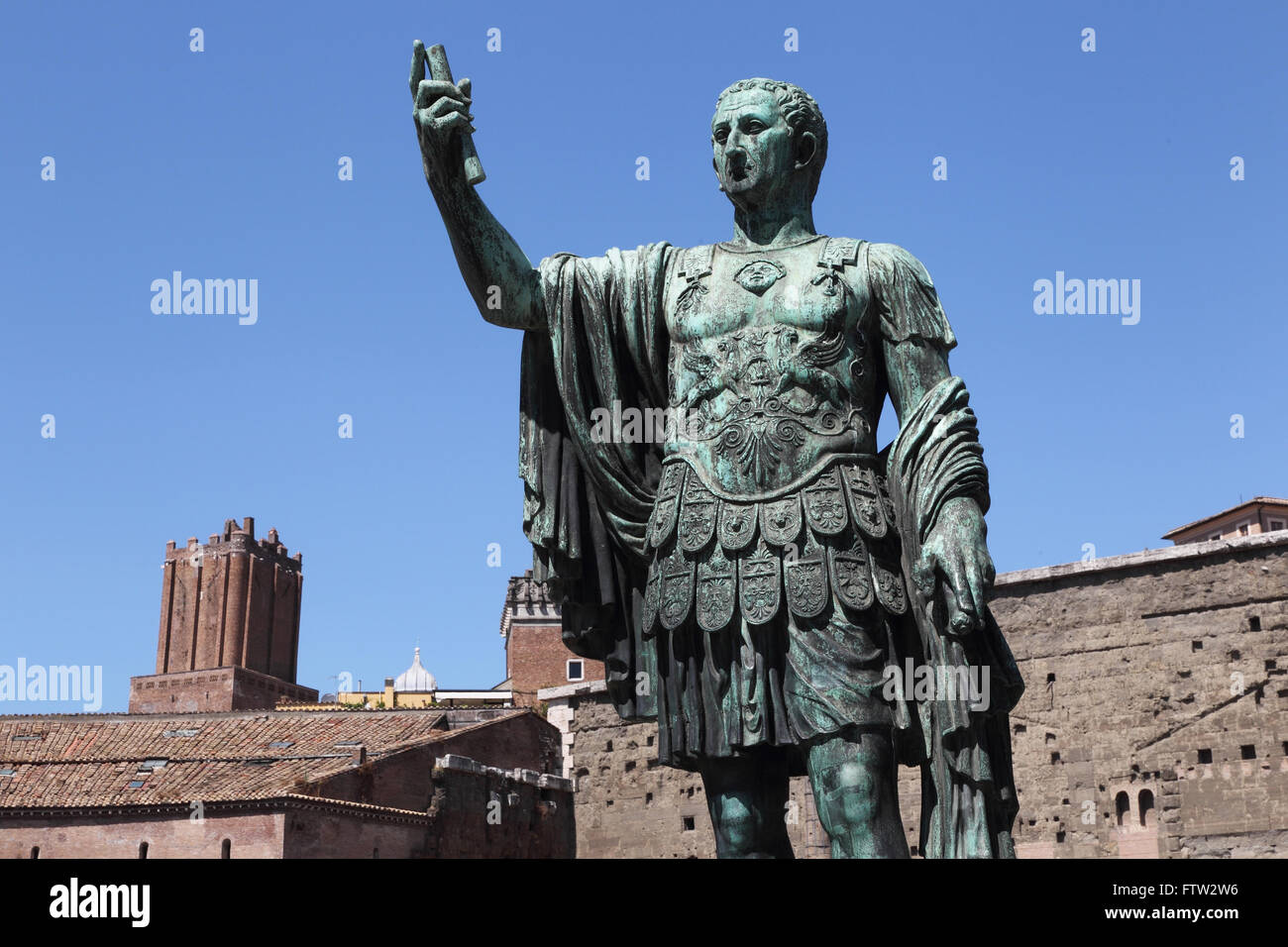 Bronze statue of Roman emperor, Julius Caesar, Rome, Italy Stock Photo ...