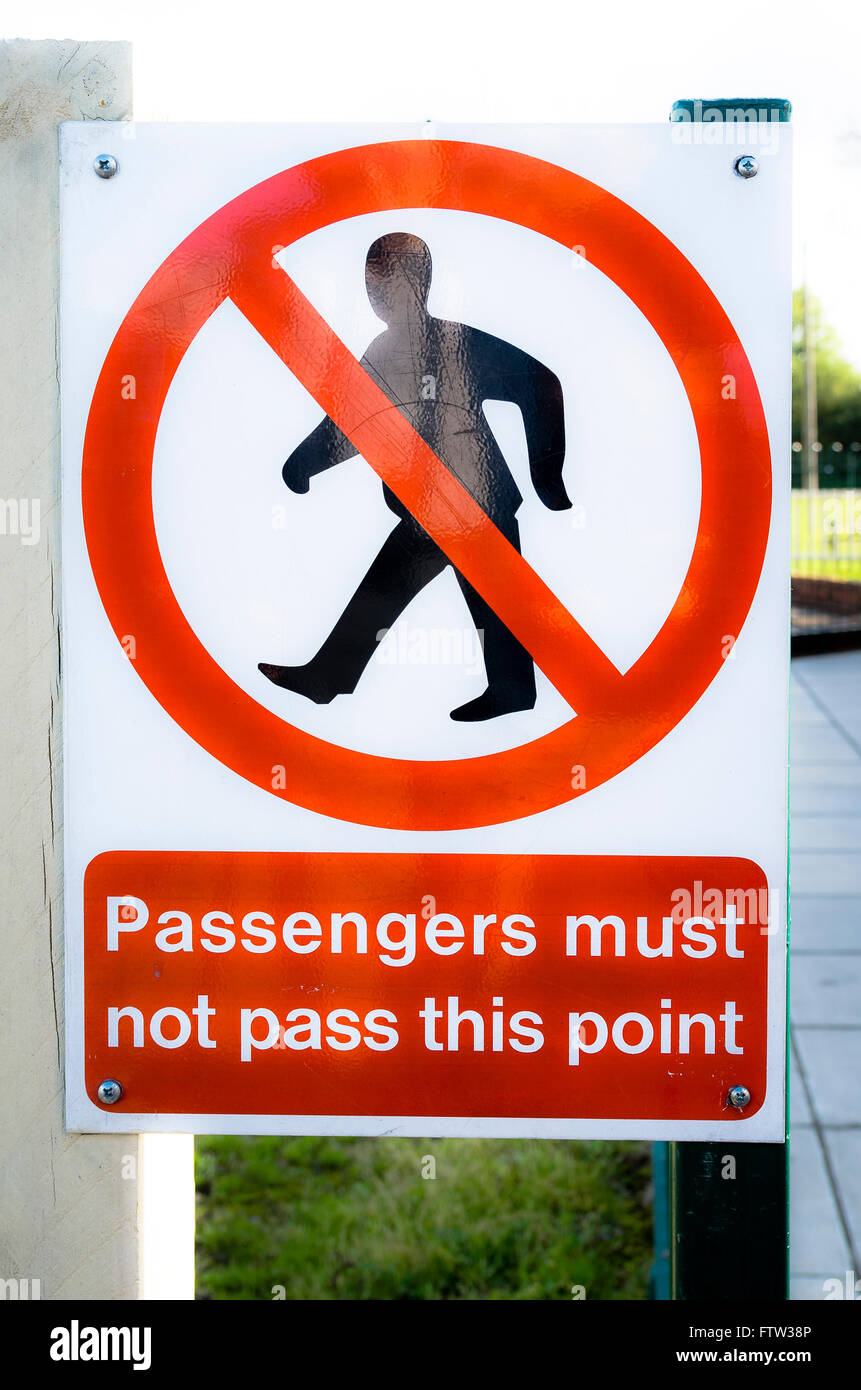 Station sign warning passengers hi-res stock photography and images - Alamy