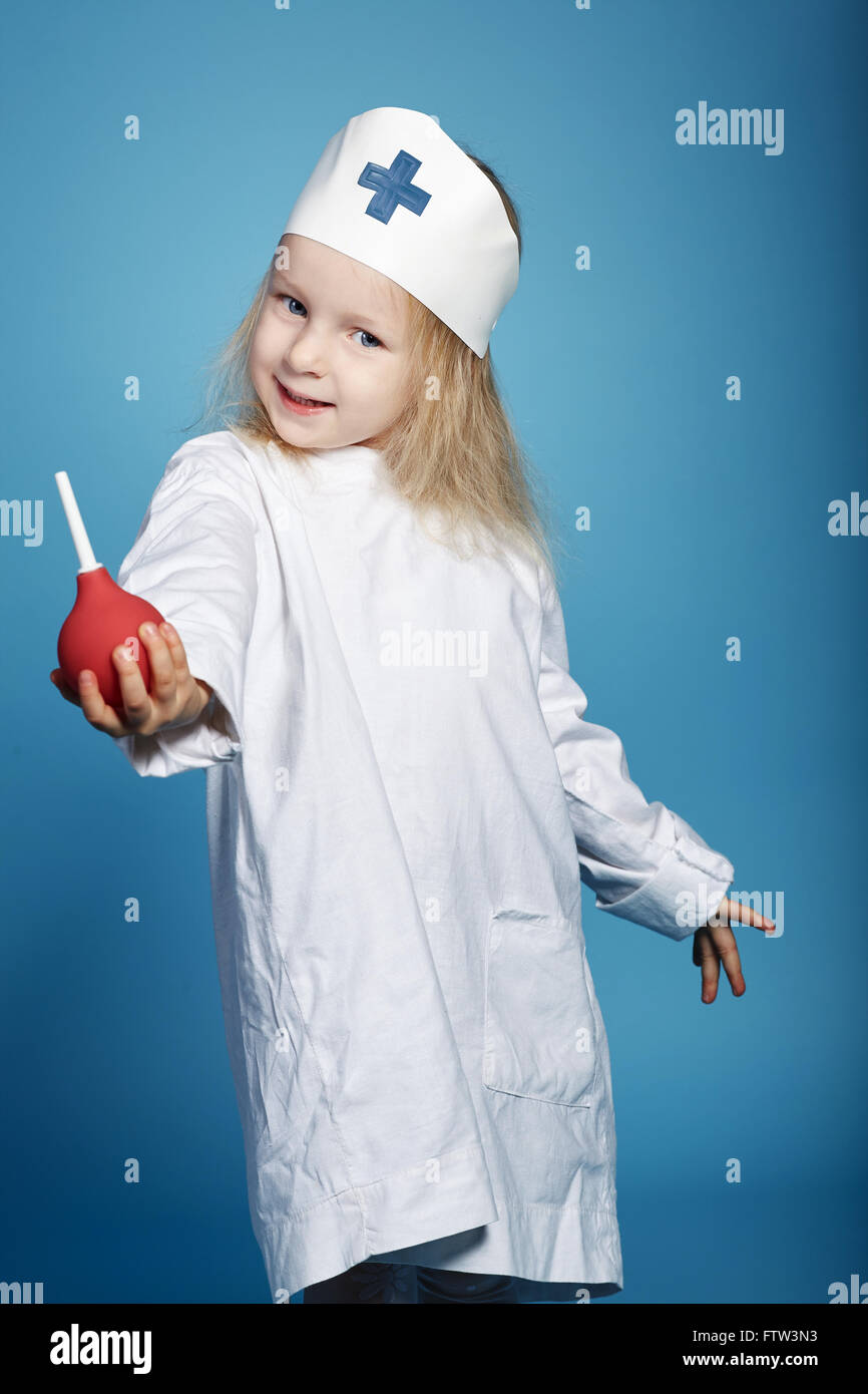 little funny girl playing nurse Stock Photo - Alamy