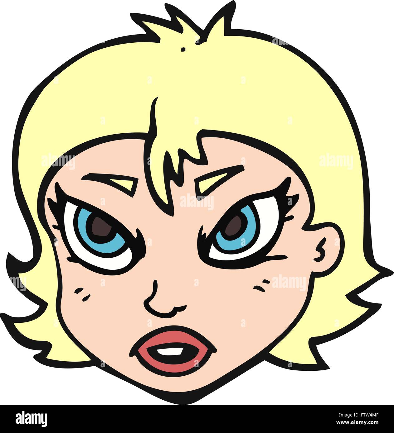 freehand drawn cartoon angry female face Stock Vector Image & Art - Alamy