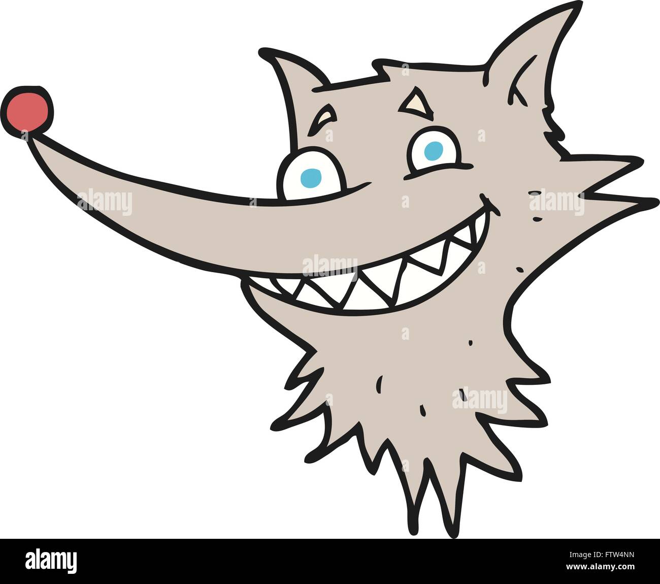 freehand drawn cartoon grinning wolf face Stock Vector Image & Art - Alamy
