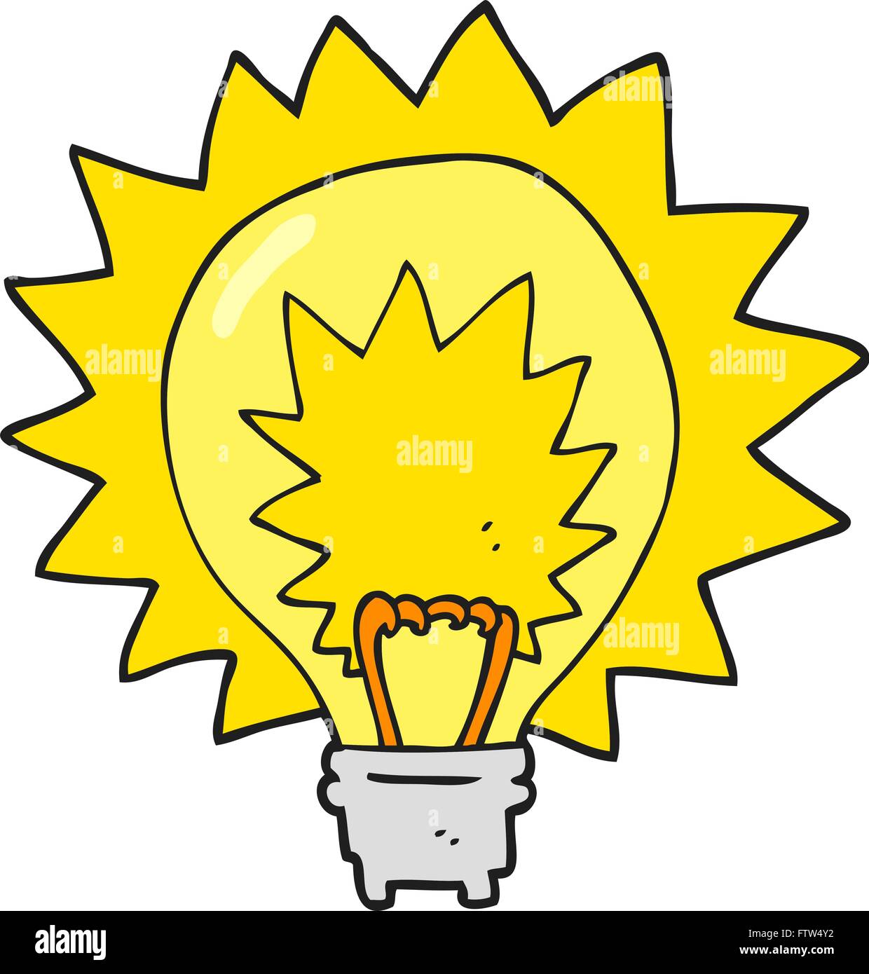 freehand drawn cartoon light bulb shining Stock Vector Image & Art - Alamy