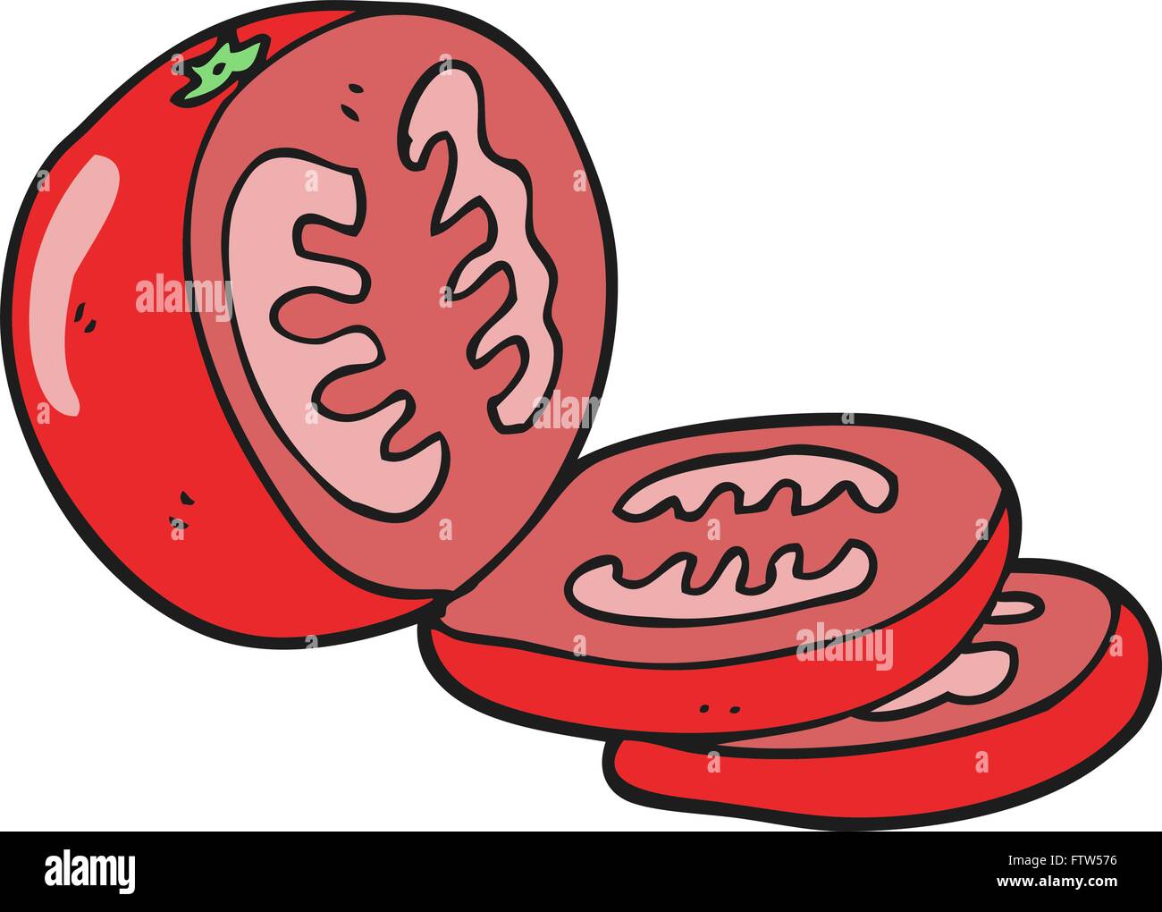 freehand drawn cartoon sliced tomato Stock Vector Image & Art - Alamy
