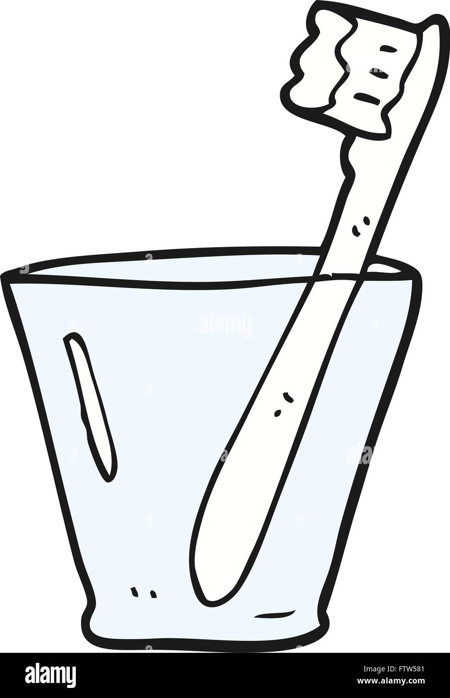 freehand drawn cartoon toothbrush in glass Stock Vector Image & Art - Alamy