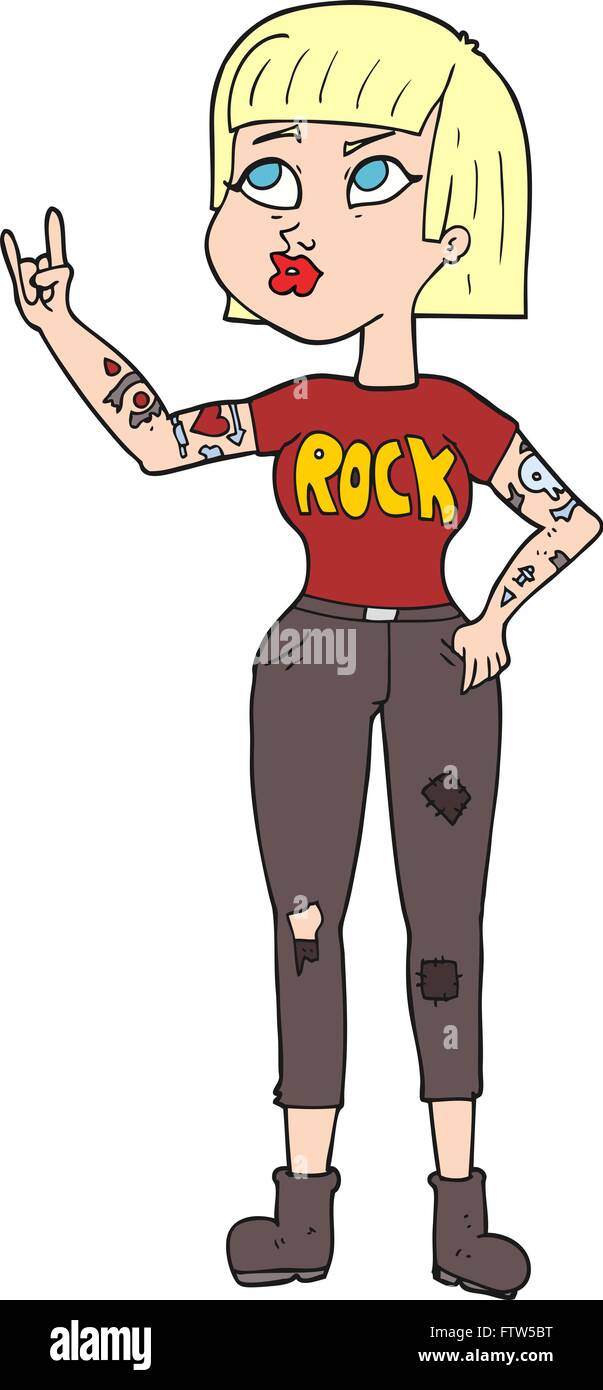 freehand drawn cartoon rock girl Stock Vector Image & Art - Alamy